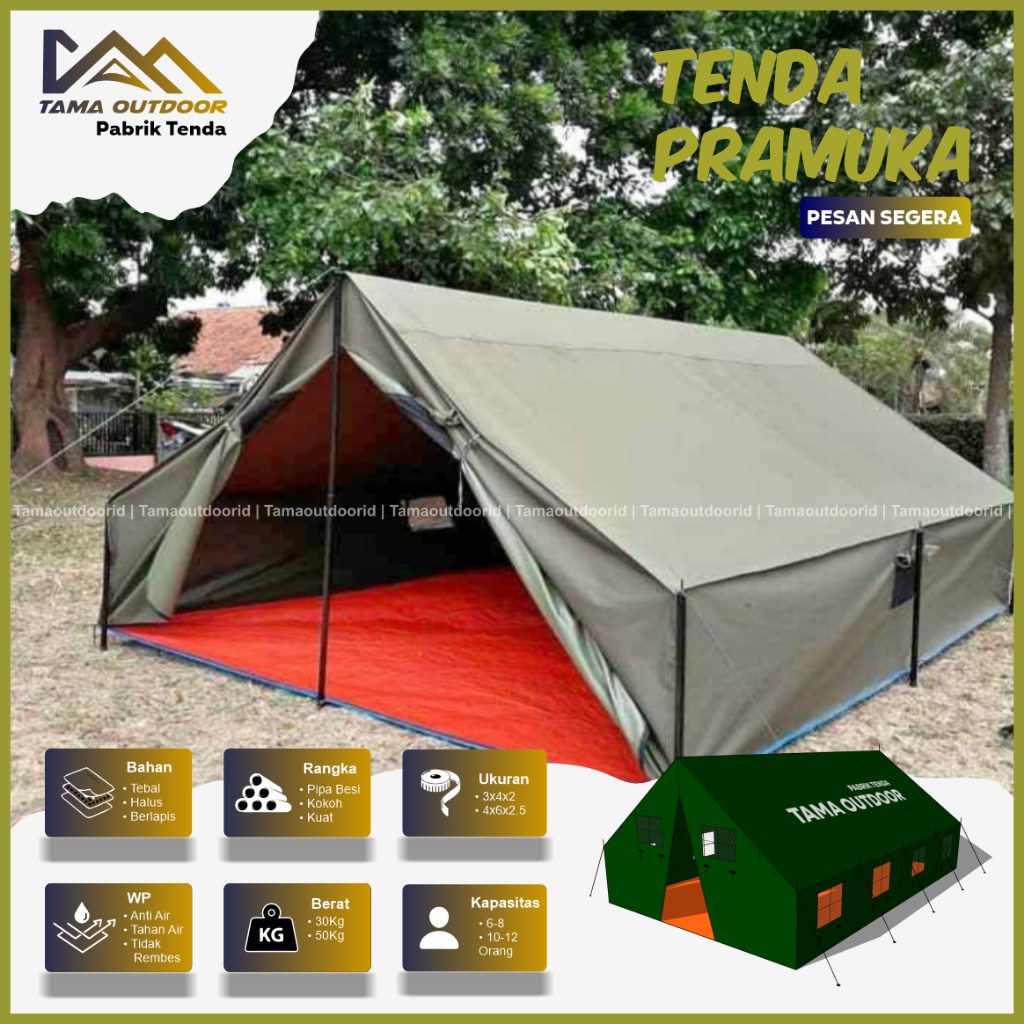 Jual Tenda Pramuka Regu Kapasitas 6 - 8 Orang Komando Camping Kemah 3M ...