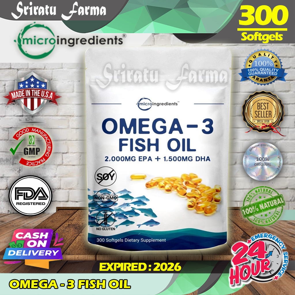 Jual Microingredients Fish Oil Omega 3 2000mg EPA+1500mg DHA 300 Softgels | Shopee Indonesia