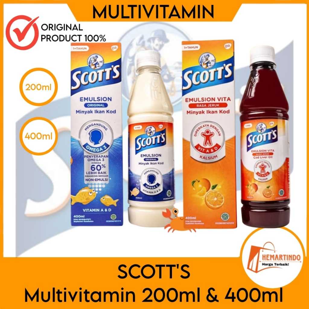 Jual Scott's Vitamin dengan Omega 3, Vitamin A dan D + Kalsium 400ml ...