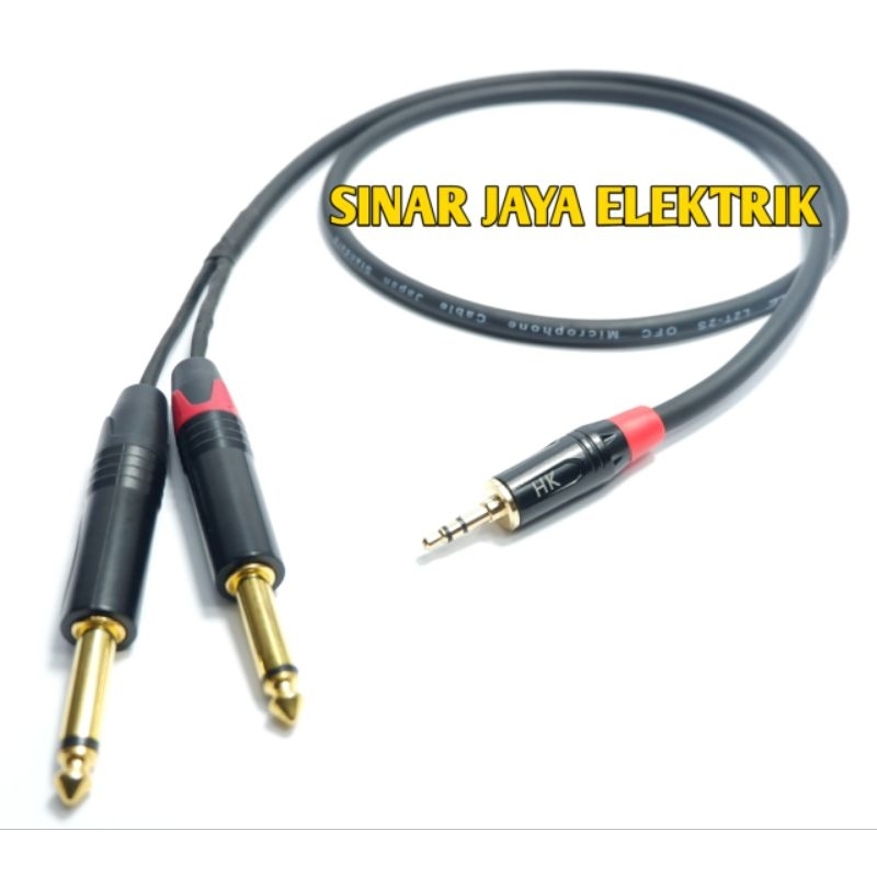 Jual Kabel audio jack 2 akai mono to aux/mini stereo kualitas premium kabel hitam tembaga ...