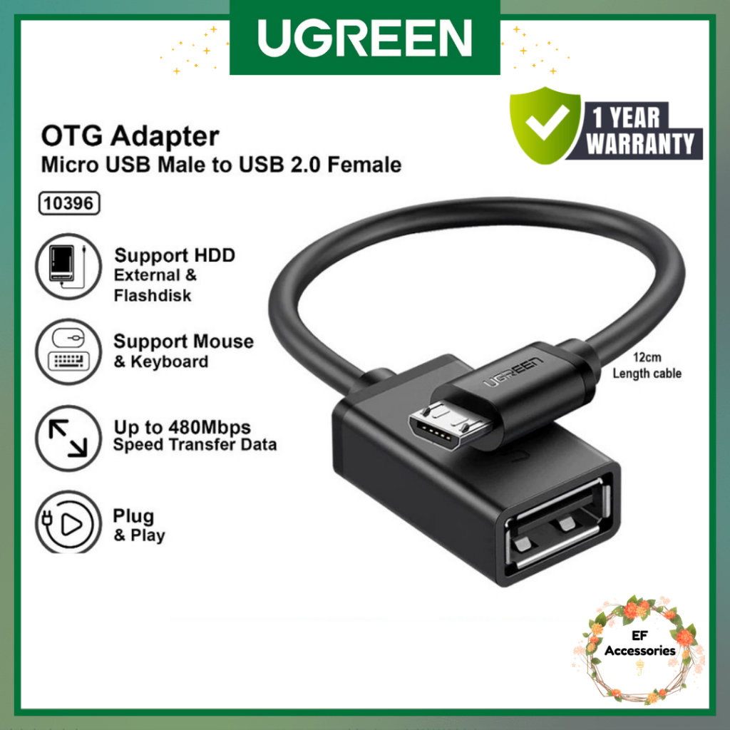Jual UGREEN KABEL OTG MICRO USB TO USB 2.0 FEMALE CONVERTER FLASHDISK ...