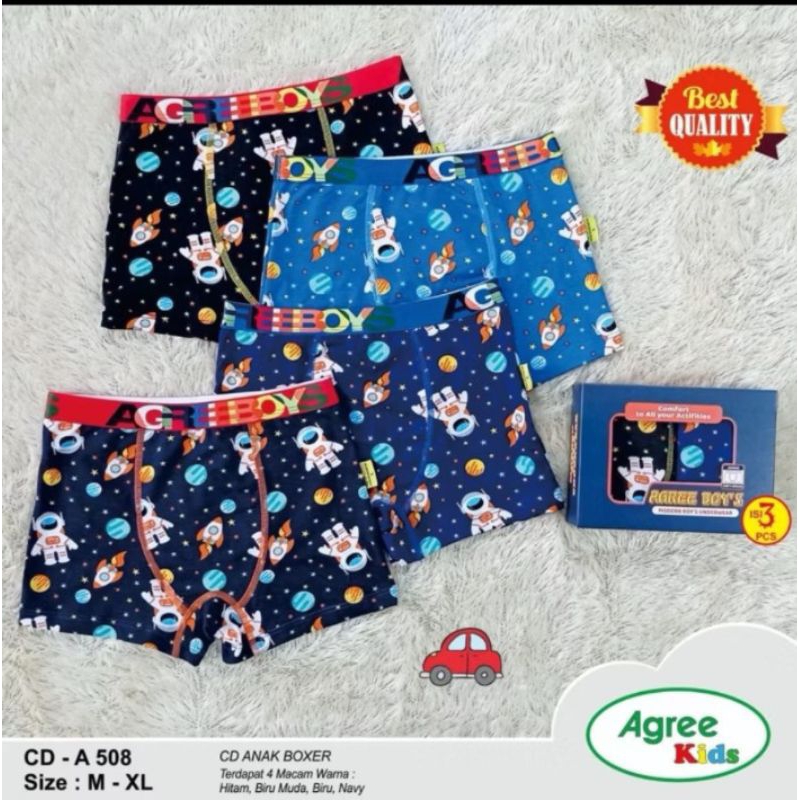 Jual (3pcs & 6pcs)CD Boxer Anak Cowok AGREE BOYS (1 handtex isi 3pcs ...