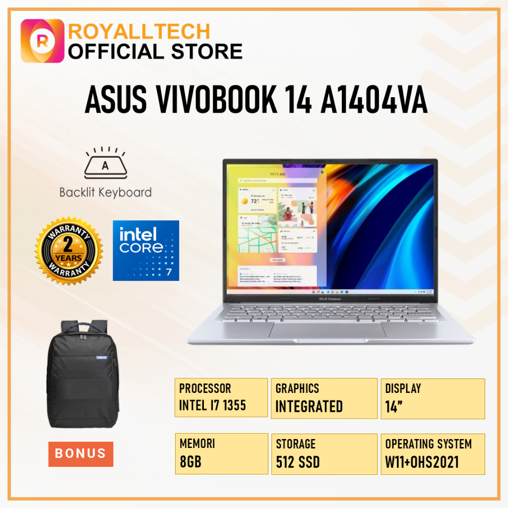 Jual ASUS VIVOBOOK 14 A1404VA INTEL I7 1355 8GB/16GB 512GB W11+OHS 14 ...