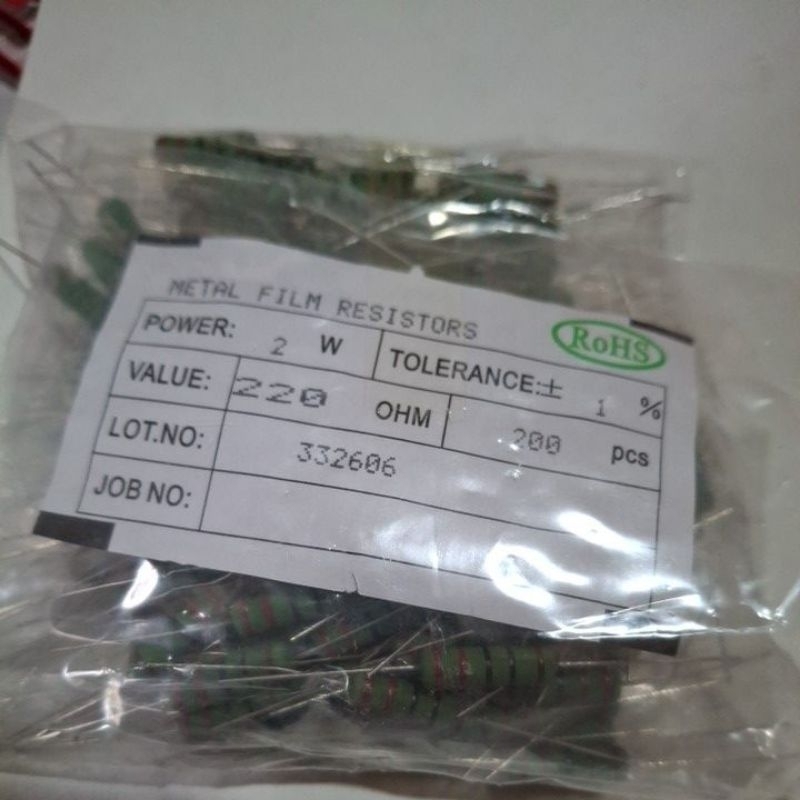 Jual 200 pcs resistor 2 watt 220r R 2w 220 ohm | Shopee Indonesia