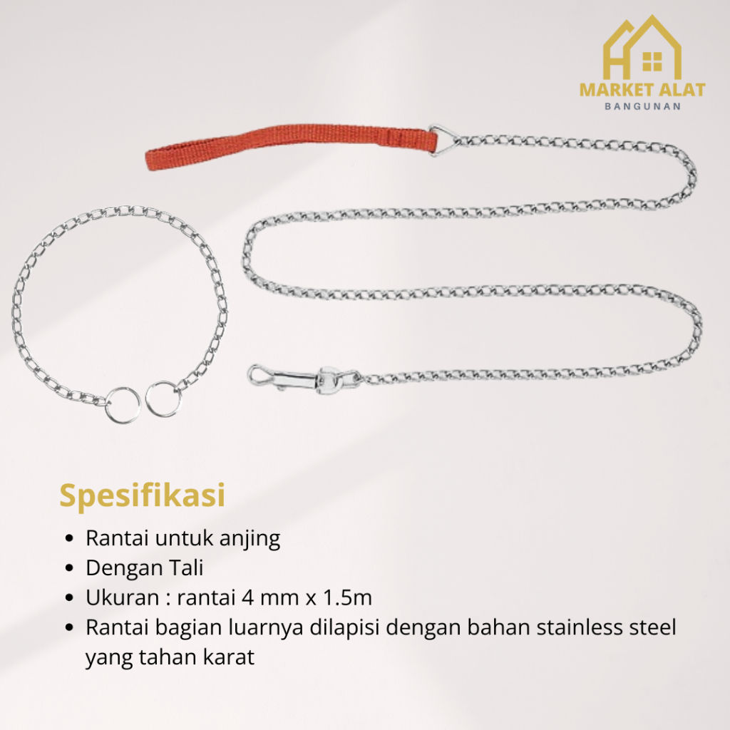 Jual R3y Rantai Anjing + Tali No. 40 4 MM x 1,5 Meter / Rantai Gogok 4 ...