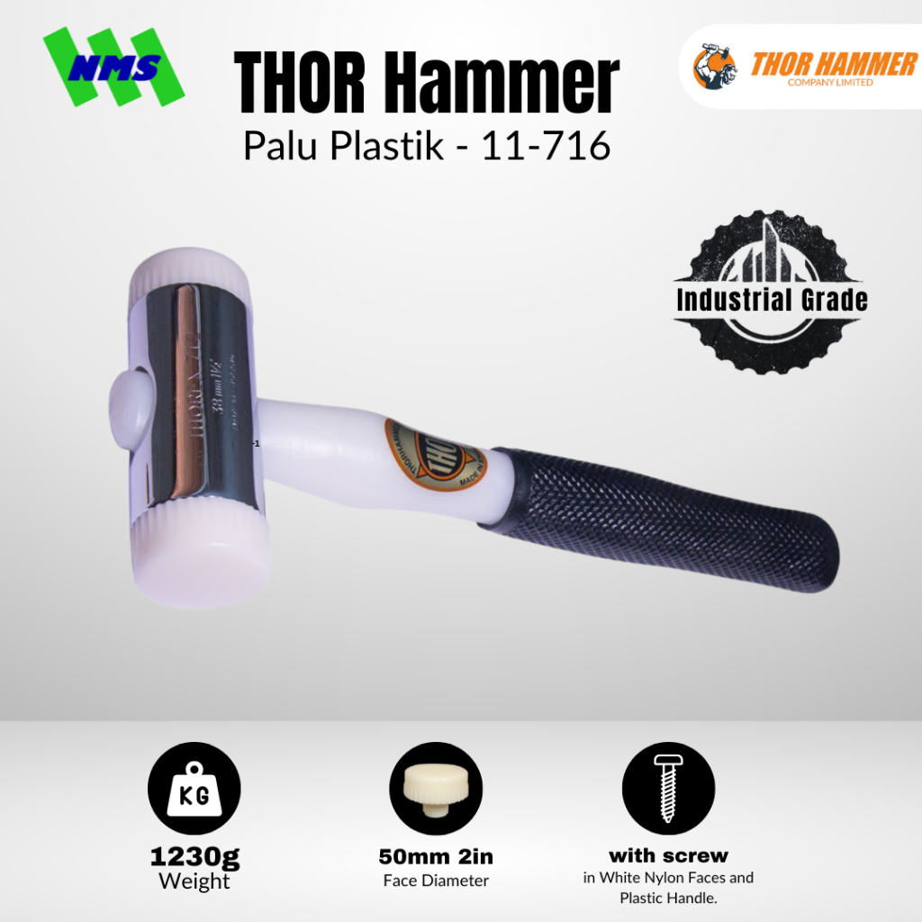Jual Palu Plastik THOR Hammer 11-716 Thorex Nylon 50mm 2'' inci Non ...