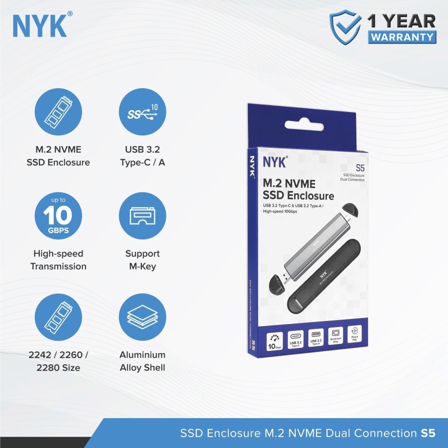 Jual NYK S5 Case SSD M2 NVME External Dual Connection USB / Type C ...