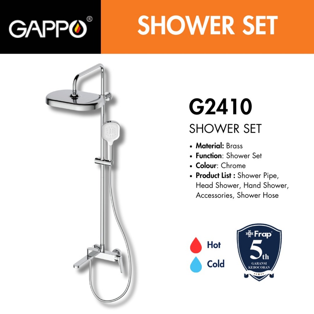 Jual GAPPO G2410 Bath Shower With Rainshower (Chrome) | Shopee Indonesia
