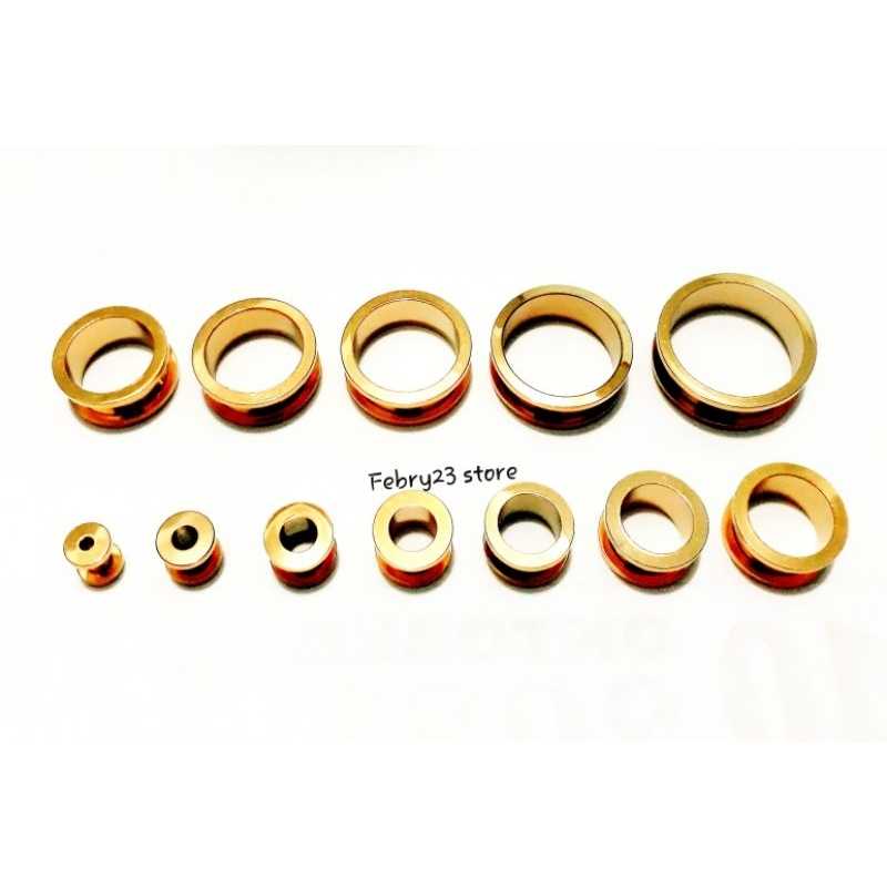 Jual 1 Pcs Anting Piercing Titanium Plug Gold/Kuning Emas Pria & Wanita ...