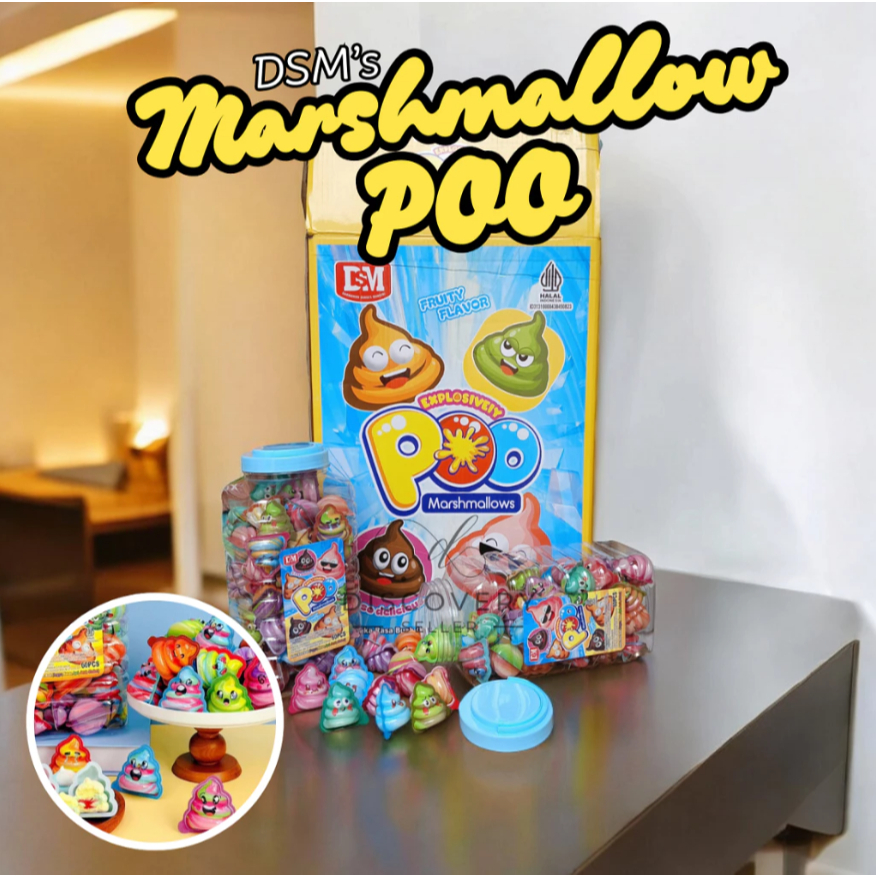 Jual DSM Marshmallow Poo Permen Lembut Marshmallows Bentuk Poo 1 Toples ...