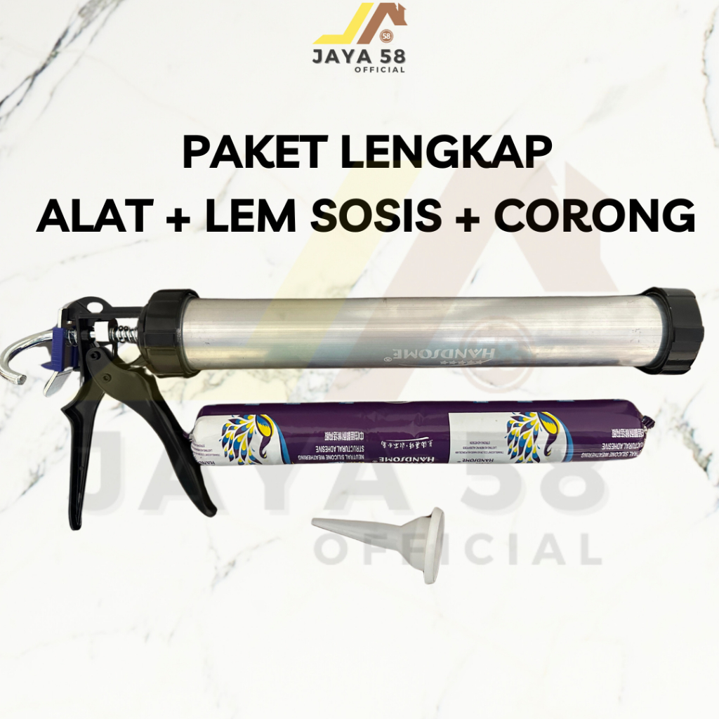 Jual PAKET Alat Lem Tembakan Sealant Silicone Gun Sosis Odol 600ml merk ...