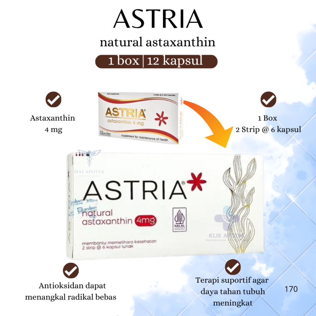 Jual ASTRIA | Astaxanthin 4mg | Suplemen Kesehatan | Shopee Indonesia