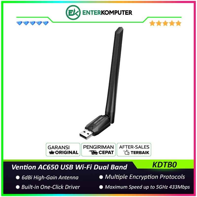 Jual Vention AC650 USB Wi-Fi Dual Band Network Adapter with High Gain ...