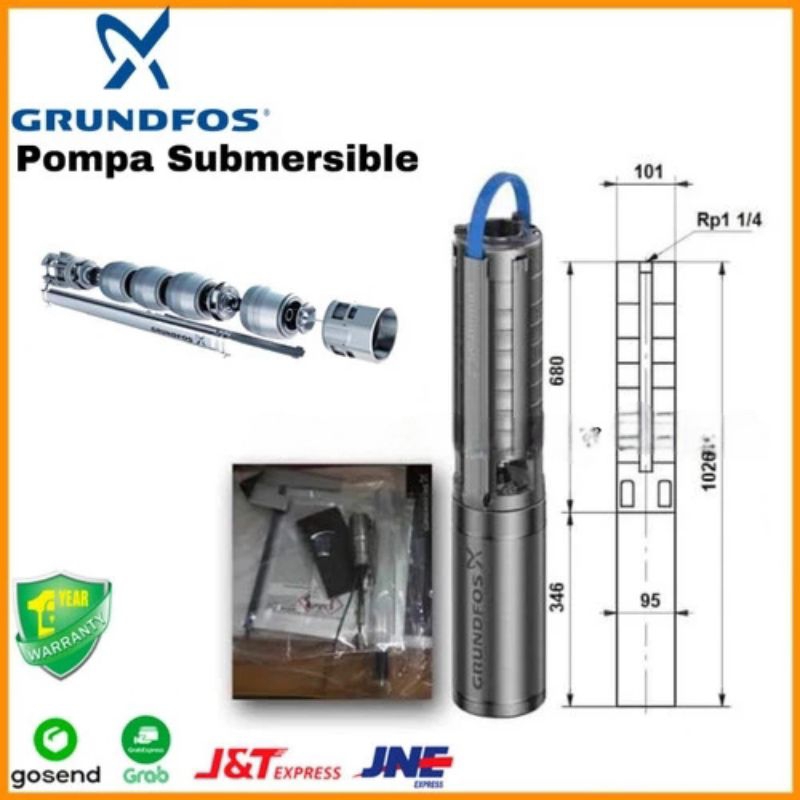 Jual Pompa Grundfos SP.3A-12 0,75KW 220Volt Pompa Submersible Grundfos ...