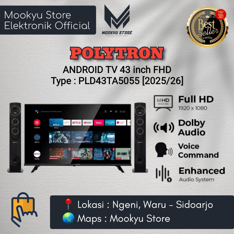 Jual POLYTRON PLD43TA5055 LED ANDROID TV 43 inch | PLD 43TA5055 Free ...