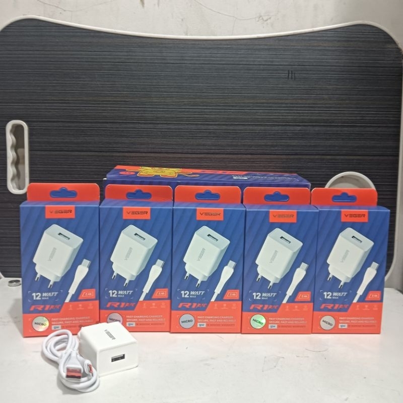 Jual VEGER R1 PRO Mikro /Pcs Travel Chager Fast Charging With Cable ...