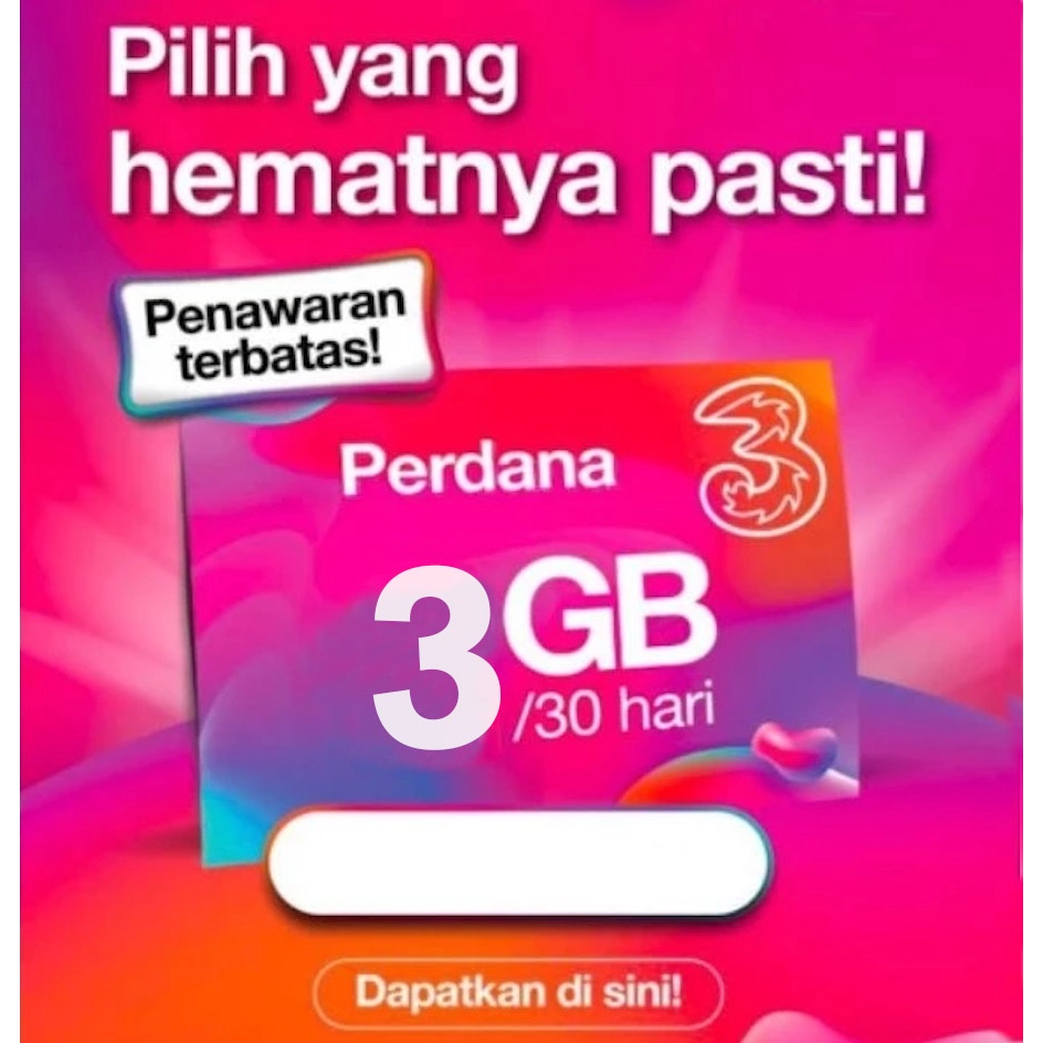 Jual Kartu Perdana Tri Plus Kuota 3Gb Masa Aktif Kuota 30hari | Shopee Indonesia
