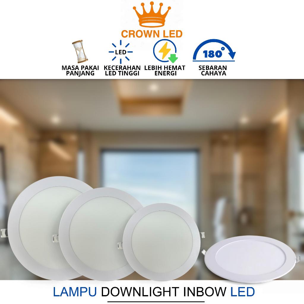 Jual Lampu Downlight Led Panel Tipis Inbow Bulat Awet Super Terang 6W 12W 18W Putih Warm 220V ...