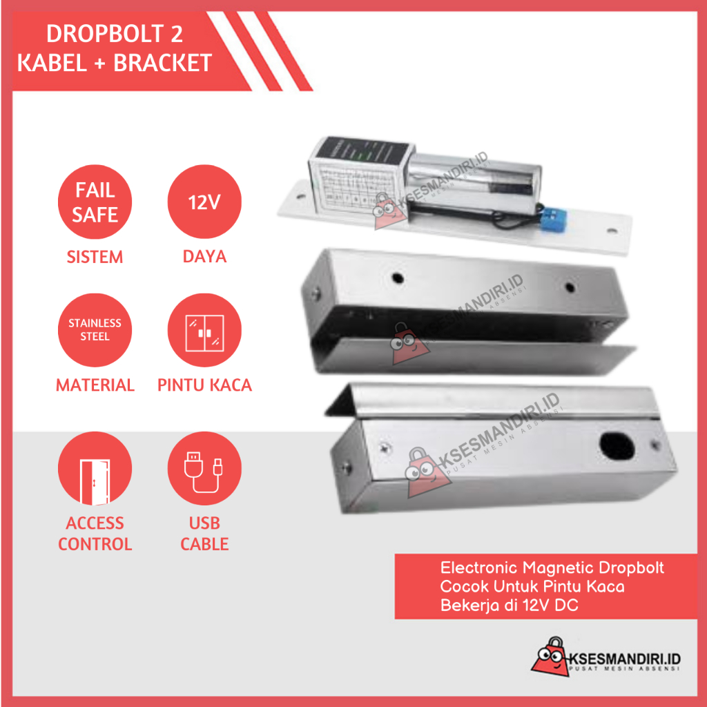 Jual Door Lock Dropbolt include bracket untuk pintu full kaca | Shopee ...