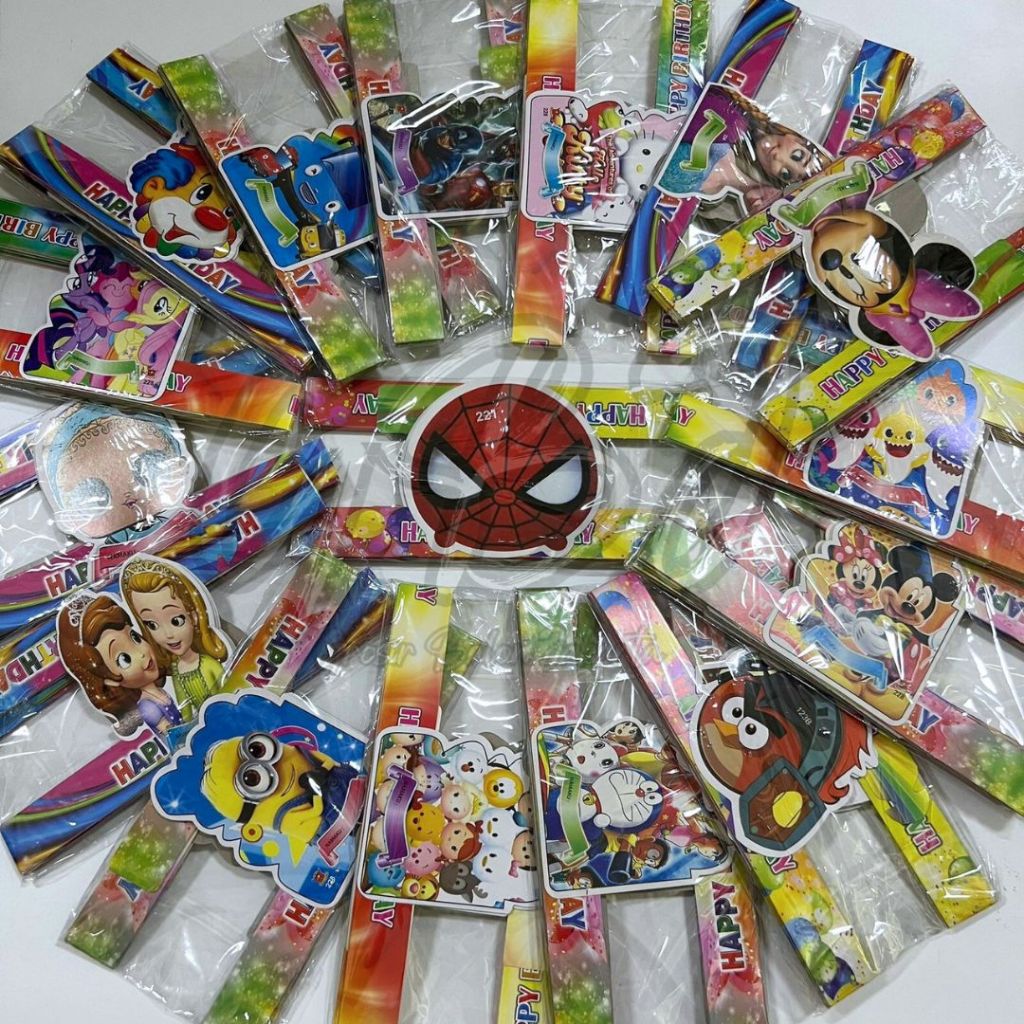 Jual (ISI 10 PCS) Topi Lingkar Ulang Tahun / Topi Mahkota HBD Karakter ...