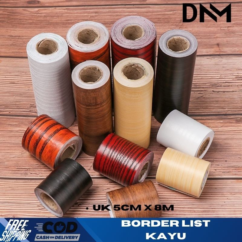 Jual Border List Motif Kayu 5cm x 8m Sticker List Border Stiker Motif ...