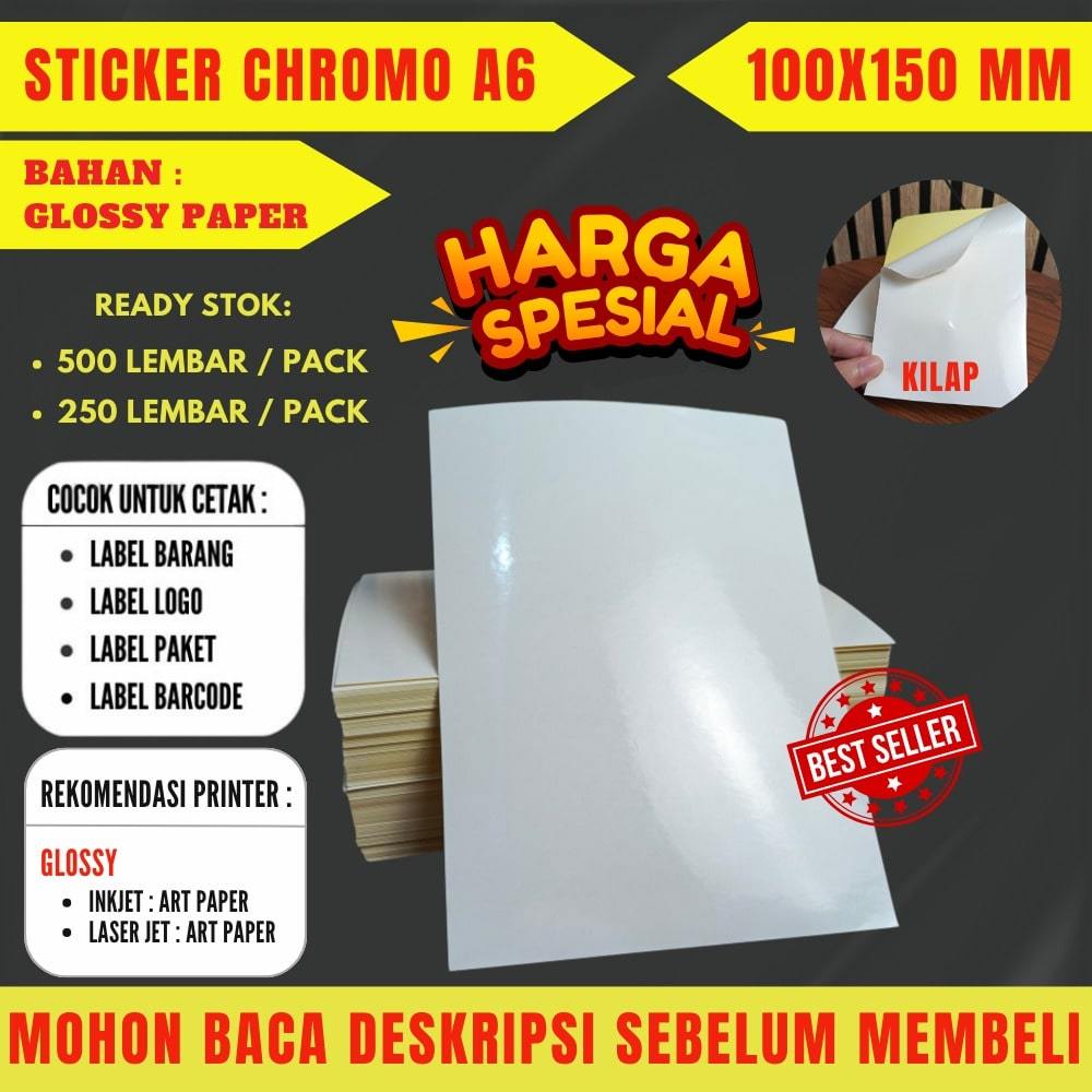 Jual STIKER CHROMO UK A6 ISI 500 LEMBAR / KERTAS STICKER CHROMO UKURAN ...