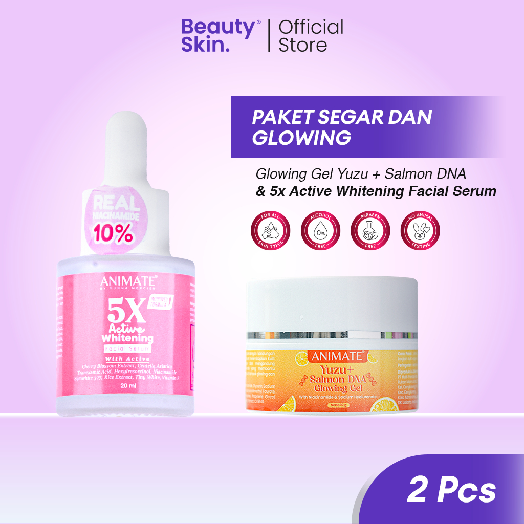 Jual PAKET SEGAR DAN GLOWING (Animate Glowing Gel Yuzu + Salmon DNA ...