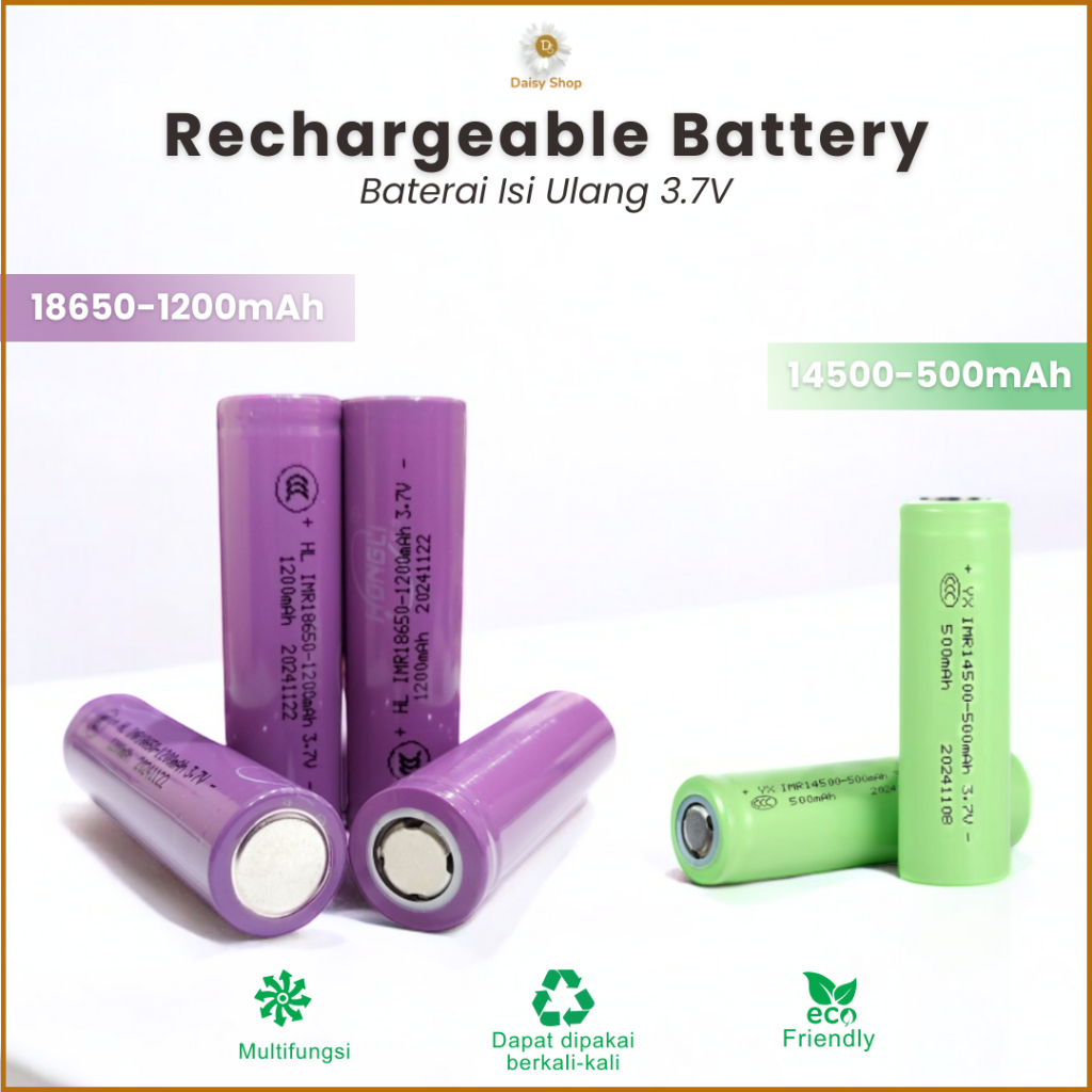 Jual (DS) Baterai Isi Ulang Lithium Charger Hongli 14500 500mAh 18650 ...