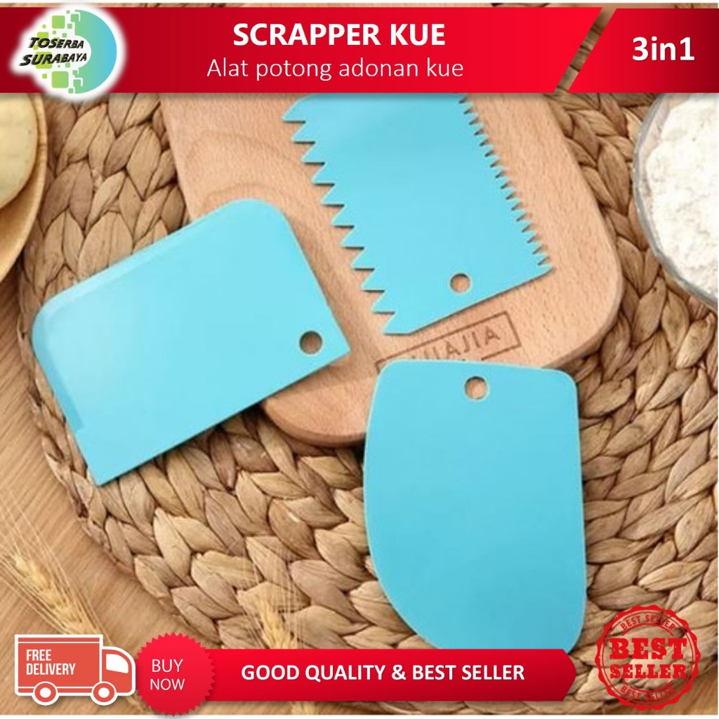 Jual SCRAPPER Kue 3in1 (1set) - Scraper Butter Cream - Alat Potong ...