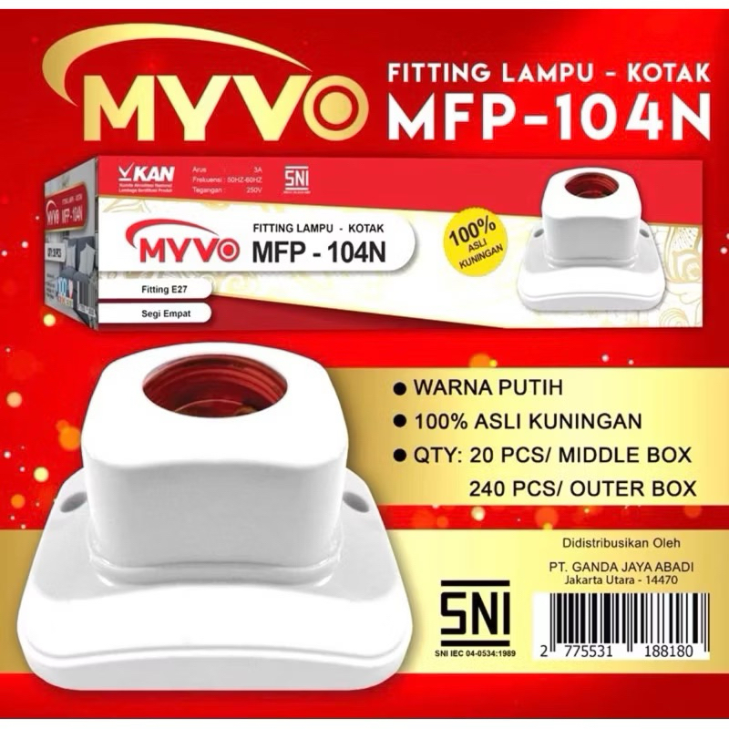 Jual Fitting Fiting Vitting Tempel Plafon Lampu E27 Oval Segi 4 MYVO ...