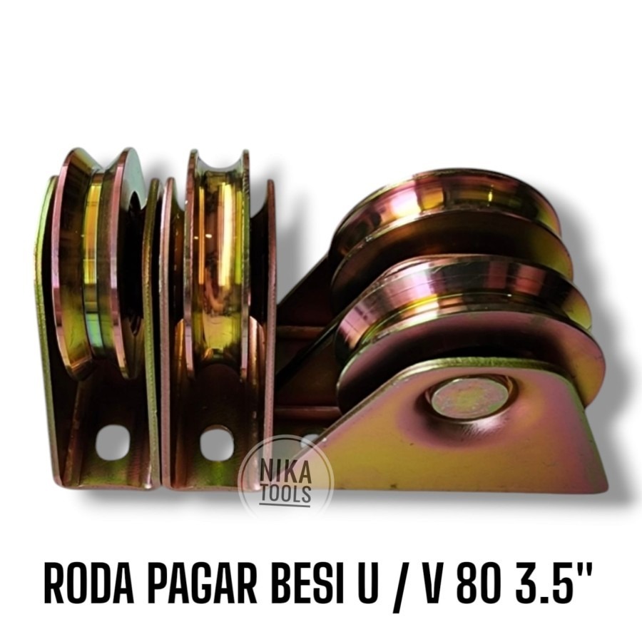 Jual Roda Pagar Besi Gerbang Rel Model U V 80 MM 3.5" inch | Shopee ...