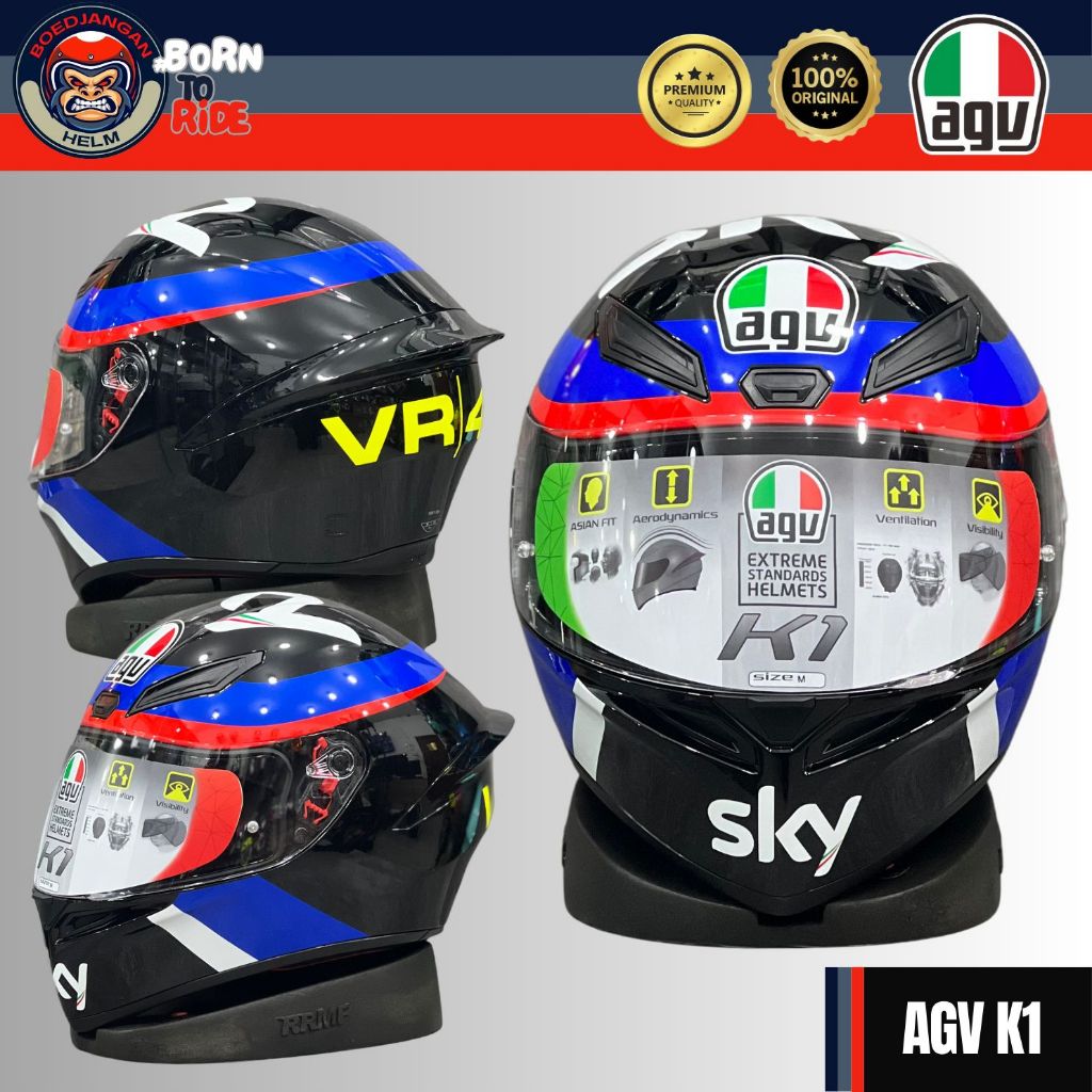 Jual AGV HELM K1 GRAPICH - VR46 SKY RACING TEAM BLACK/RED - AGV ...