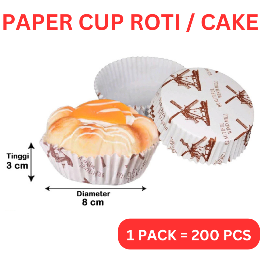 Jual Paper Cup Roti Bulat Kincir | Cup Cake Paper Uk. 8 Cm 1 Pack 200 ...