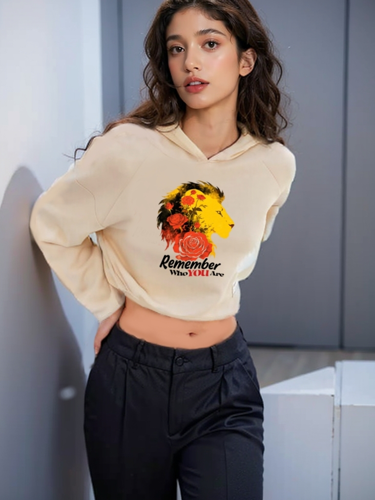 Jual 99kOUTLET Cropped Hoodie Top Long Sleeve Graphic Print 3077 (S/M/L ...