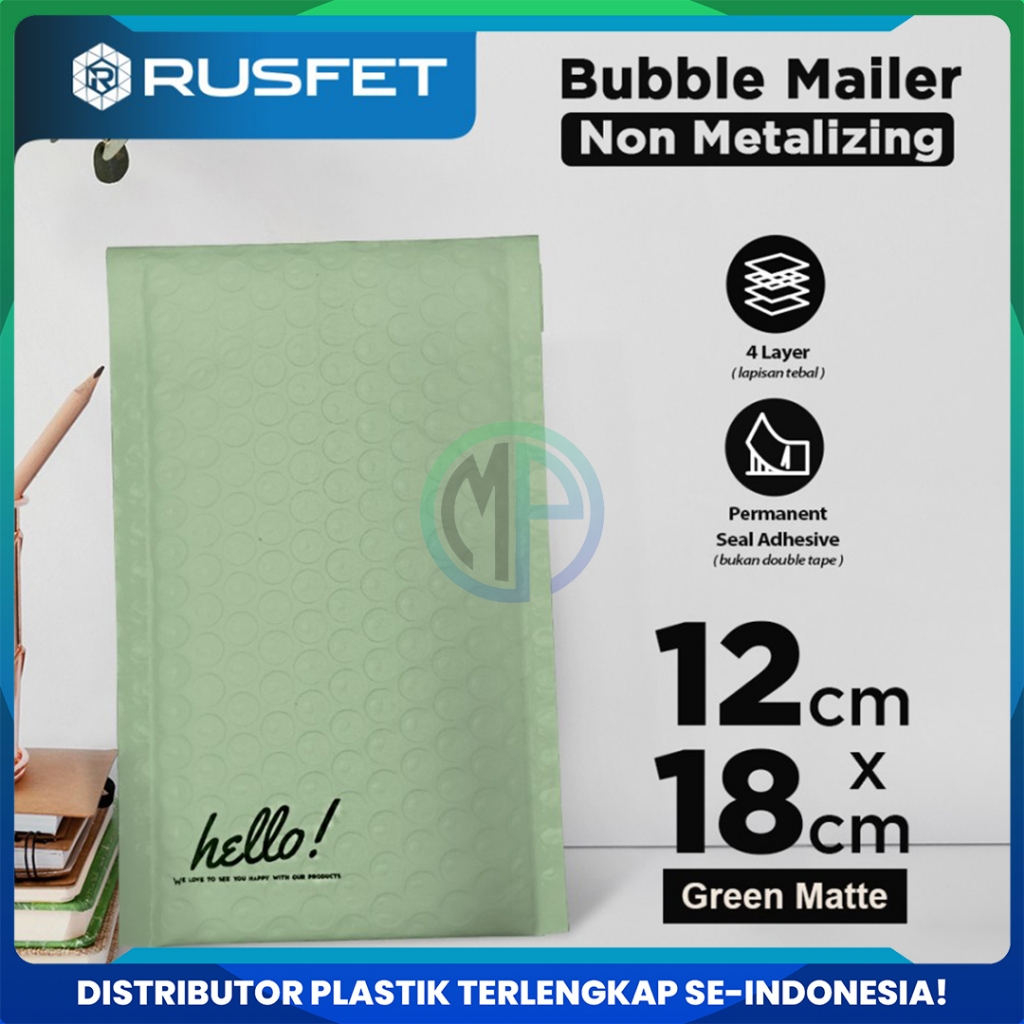 Jual Amplop Security Bubble Mailer Green Matte (Hijau) 12 x 18cm Premium Solid Color Rusfet ...