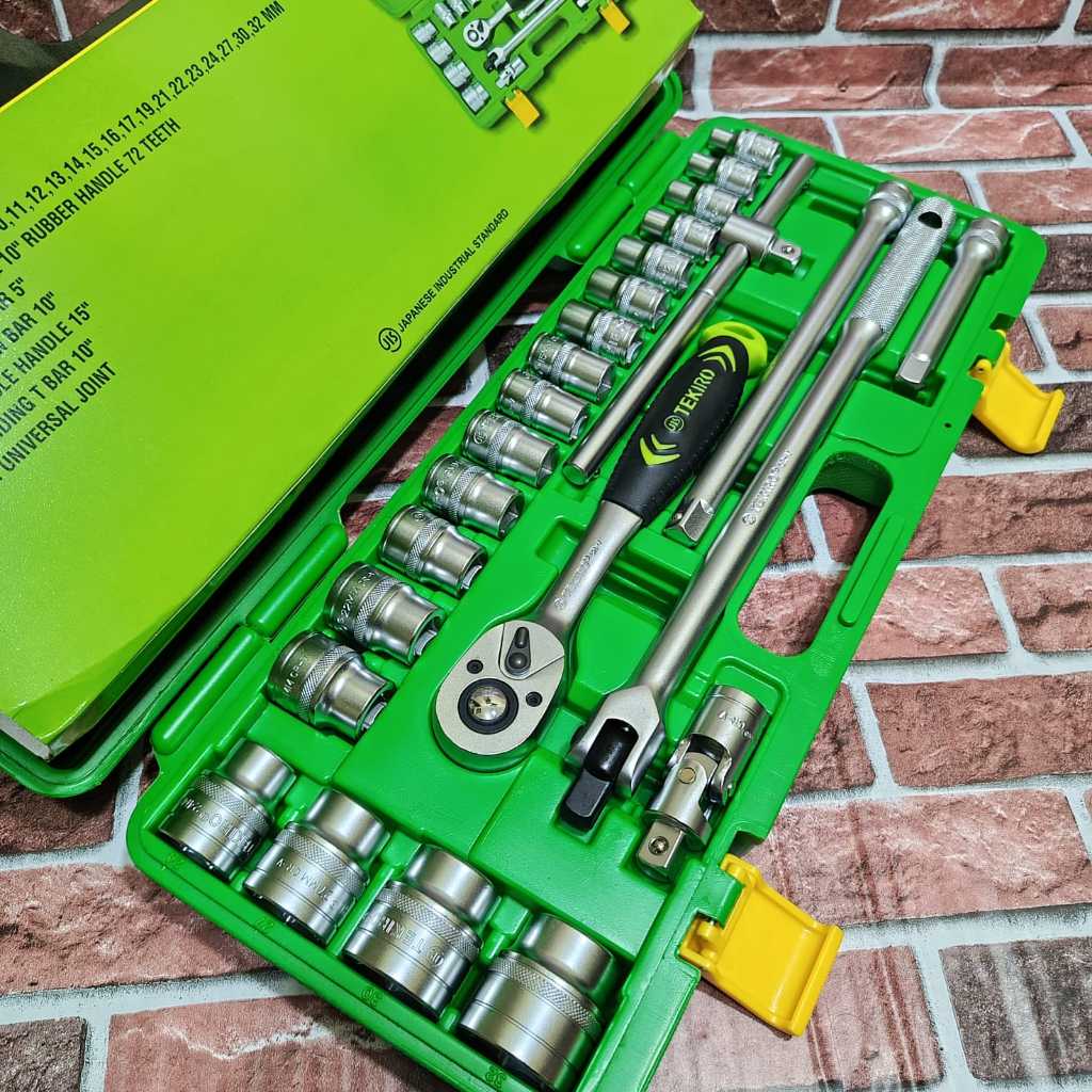 Jual Kunci Sok Set 24 Pcs Pvc Tekiro Hand Mata Sok Shock 24Pcs Box Plastik 6pt 1/2inci Socket ...