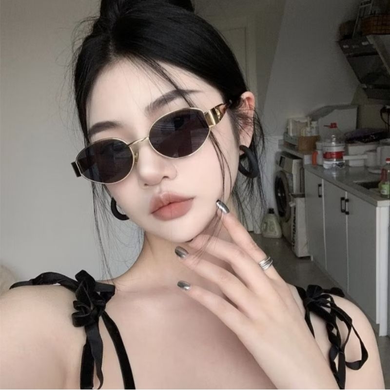 Jual KACAMATA MODEL CELINE VINTAGE HITAM BINGKAI LOGAM METAL ANTI UV ...