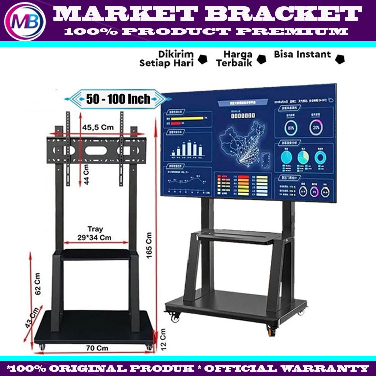 Jual bracket braket tv standing untuk ukuran 32 40 43 49 50 55 60 65 75 ...