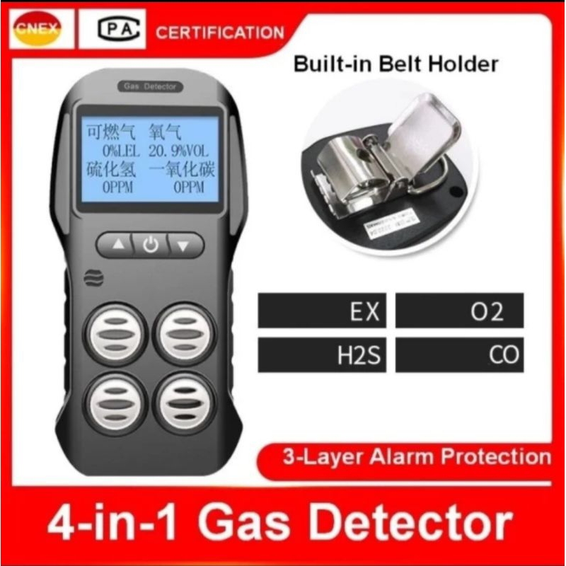 Jual Gas Detector 4-in-1 O2 CO LEL H2S with ALARM SENSOR MONITOR | Shopee Indonesia