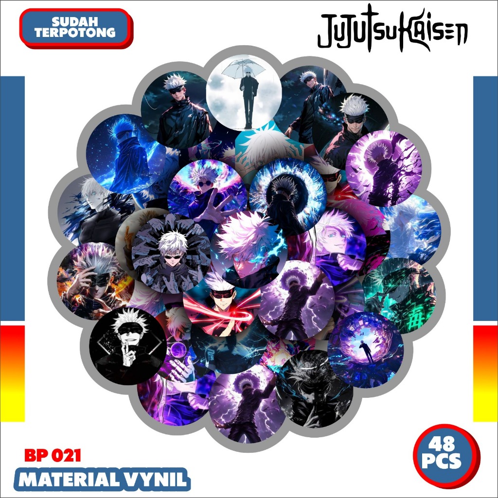 Jual stiker pack Gojo Satoru isi 48pcs seri anime jujutsu kaisen series ...