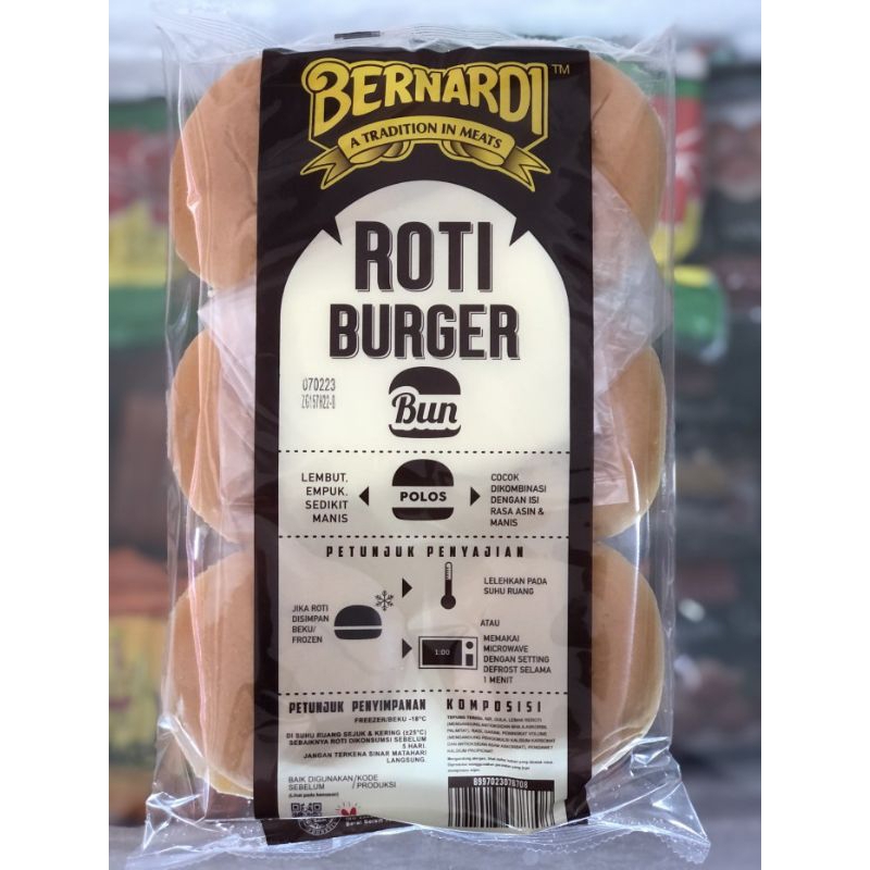 Jual Bernadi Roti Burger Bun polos / wijen isi 6 pcs | Shopee Indonesia