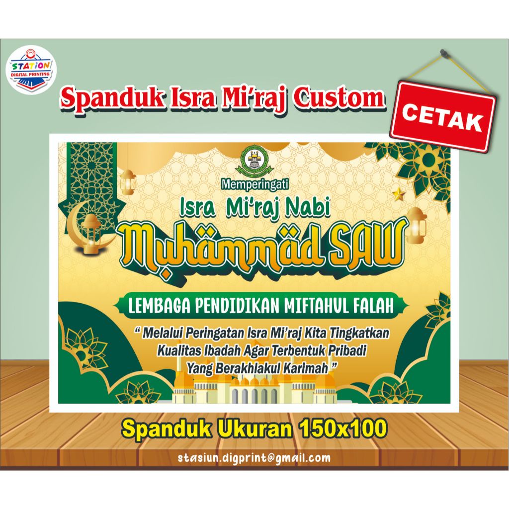 Jual SPANDUK BANNER ISRA MIRAJ NABI MUHAMMAD SAW CUSTOM | Shopee Indonesia