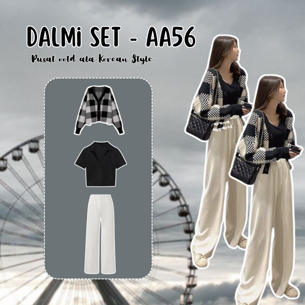 Jual Dalmi One Set 3in 1 One Set Korea Premium OOTD Korean Style ...