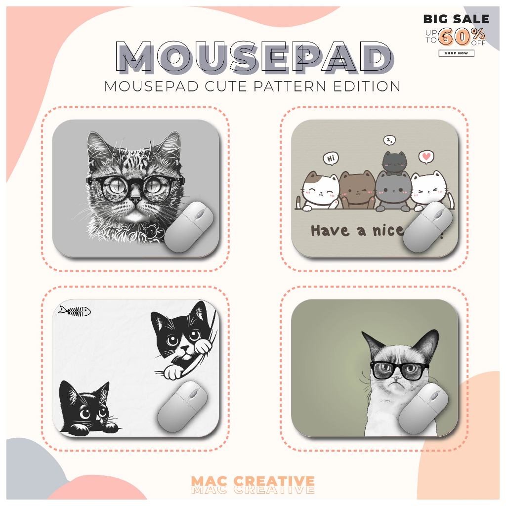 Jual [ MAC ] MOUSEPAD CUTE PATTERN - ALAS MOUSE CUTE PATTERN - MOUSEPAD ...