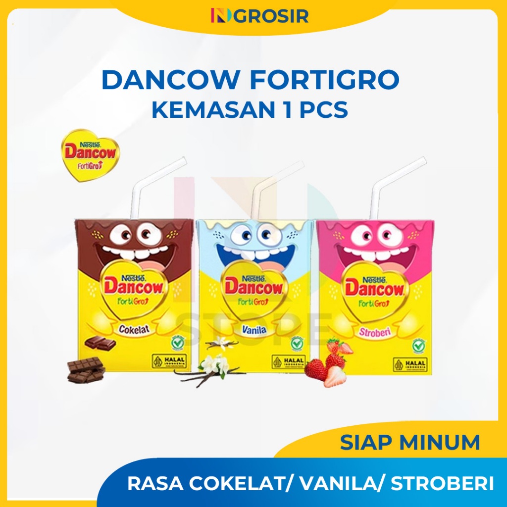Jual DANCOW Fortigro Susu UHT Rasa Cokelat/Vanila/Stroberi Kemasan ...