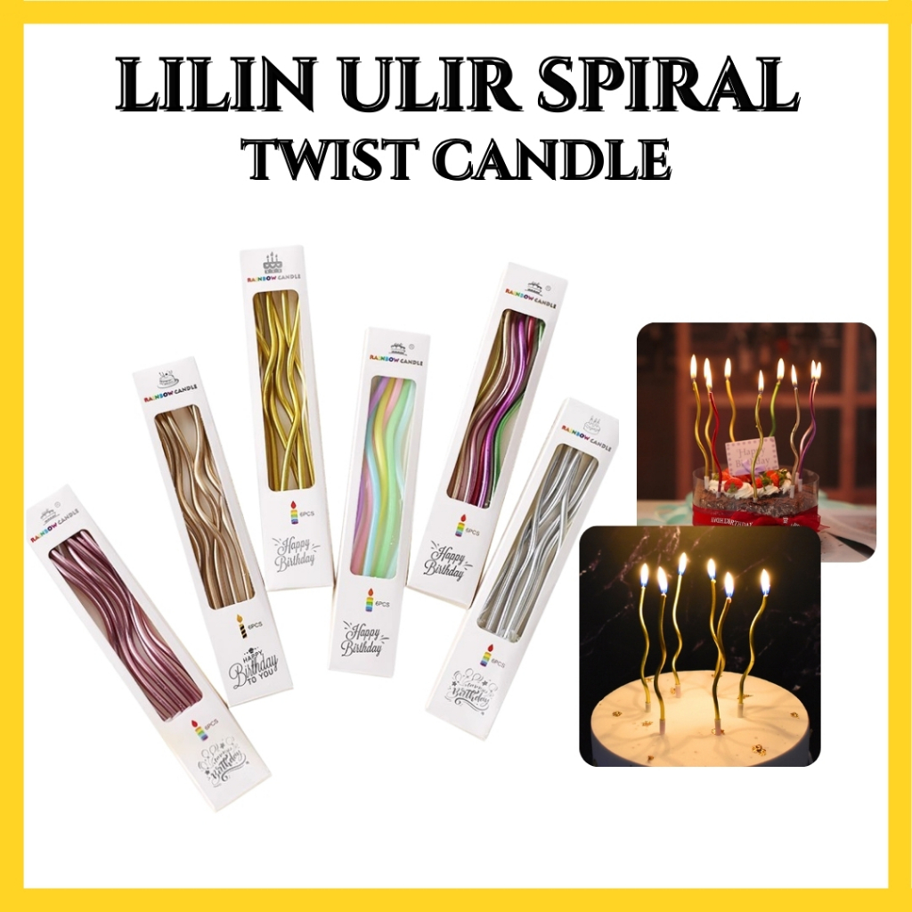 Jual Lilin Ulir Spiral Twist Shape Candle 1 Box 6pcs Birthday Cake ...