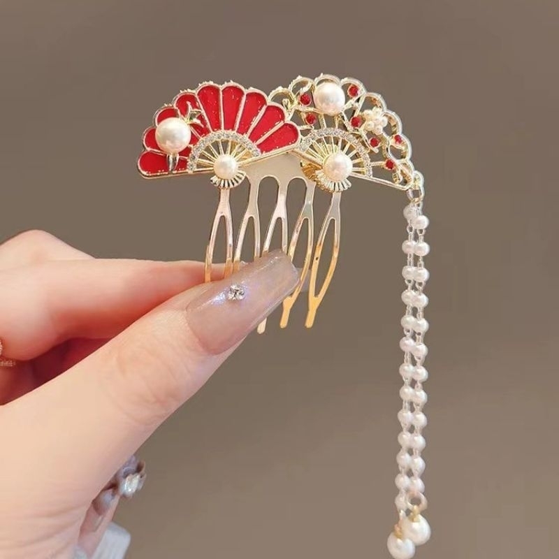 Jual HIASAN RAMBUT MOTIF KIPAS MERAH JUNTAI | Shopee Indonesia