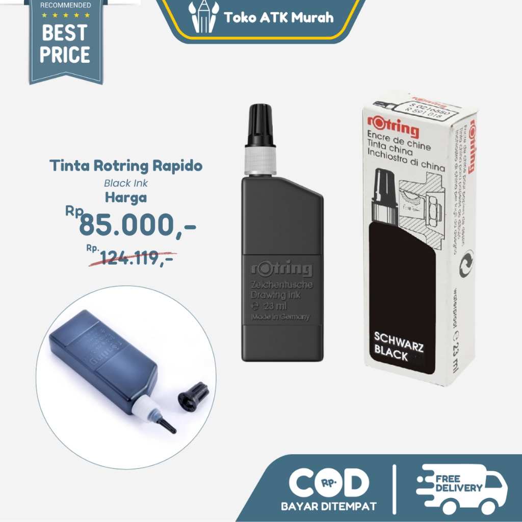 Jual Rotring Drawing Ink / Refill Tinta hitam Rapido dan Isograph ...