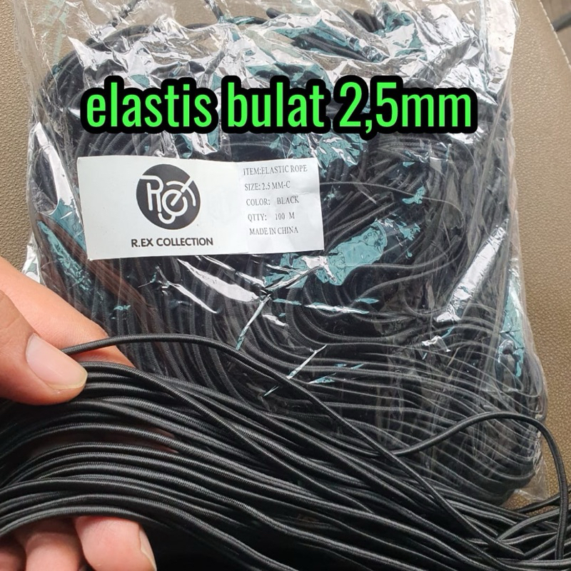 Jual karet string / elastic rope 2,5mm hitam isi 100mtr | Shopee Indonesia
