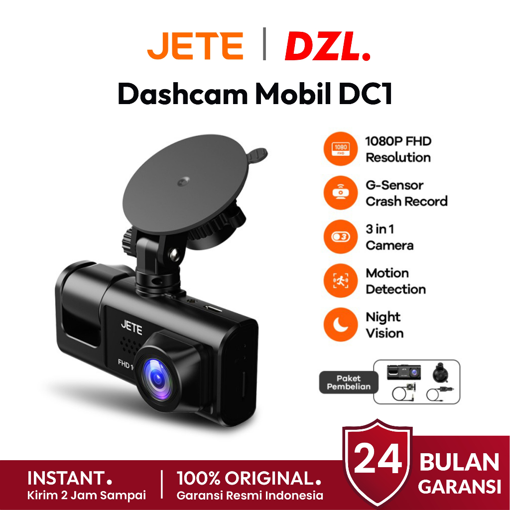 Jual DZL - JETE DC1 Dashcam 1080P Full HD Sensor Parkir Monitor Camera ...